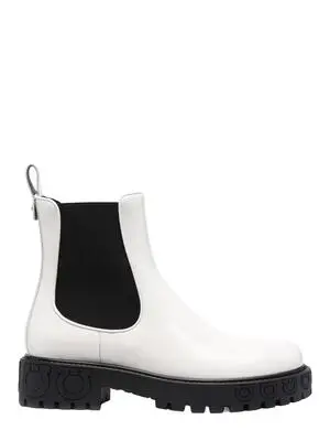 FERRAGAMO 40mm Leather Chelsea Boots - White