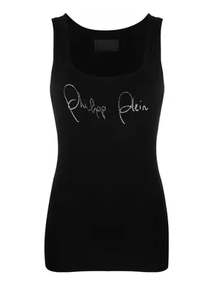 Philipp Plein Rhinestone-logo Tank Top - Black