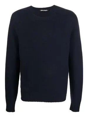Palm Angels Intarsia-knit Logo Long-sleeve Jumper - Blue