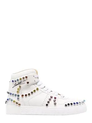 Philipp Plein Crystal-embellished High-top Sneakers - White