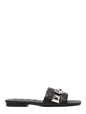 Philipp Plein Flat Studded Matelassè Sandals - Black