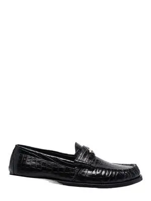 Rhude Crocodile-effect Leather Loafers - Black