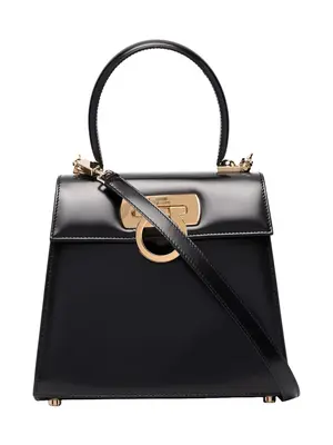 FERRAGAMO Gancini Leather Tote - Black