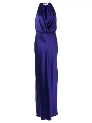 Michelle Mason Draped Halterneck Gown - Blue