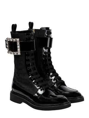 ROGER VIVIER Viv' Rangers Strass Ankle Boots - Black