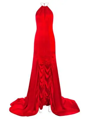 Alejandra Alonso Rojas Dip-dyed Silk Halter Gown - Red