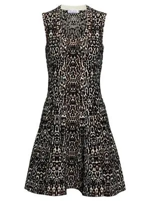 Alaïa Leopard-print Jacquard Minidress - Multicoloured