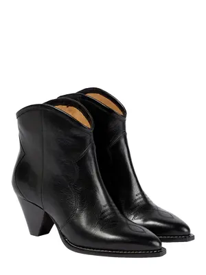 Isabel Marant Darizo Leather Ankle Boots - Black