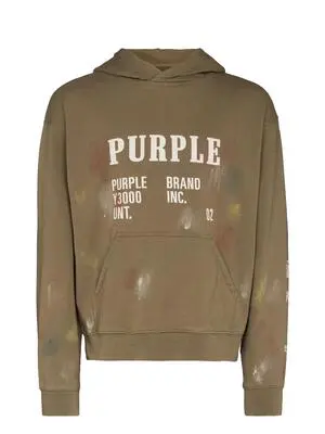 PURPLE BRAND Logo-print Long-sleeve Hoodie - Green