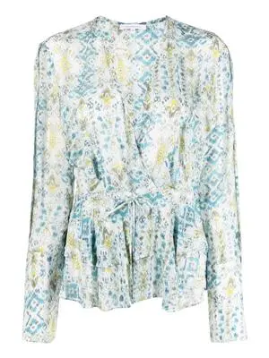 PATRIZIA PEPE Abstract-Print Ruffled Blouse