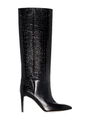 Paris Texas Crocodile-embossed Leather Boots - Black