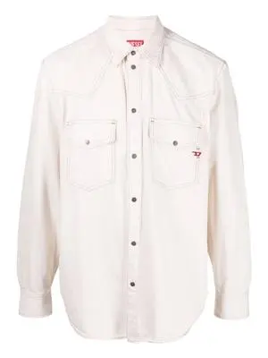 DIESEL® Logo-embroidered Denim Shirt Neutrals