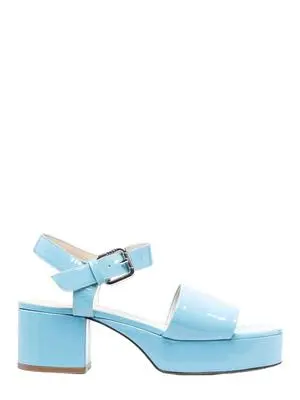 Marni Patent-leather Block-heel Sandals - Blue