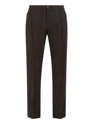 Dolce & Gabbana Pinstripe Wool-blend Trousers - Black