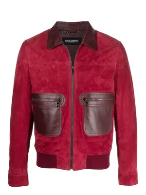 Dolce & Gabbana Suede Bomber Jacket - Red