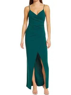 Lulus Sweetest Admirer Ruched Gown - Hunter Green