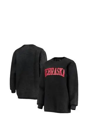 PRESSBOX Nebraska Huskers Comfy Cord Vintage Wash Pullover Sweatshirt - Black