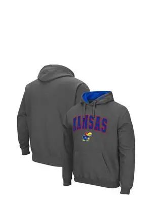 COLOSSEUM Kansas Jayhawks Arch & Logo 3.0 Pullover Hoodie - Charcoal