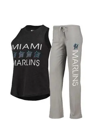 CONCEPTS SPORT Miami Marlins Sleep Set - Gray