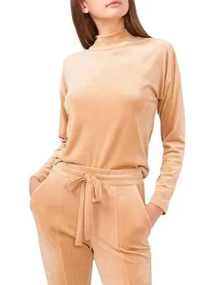 1.State Velour Turtleneck Top - Cappuccino