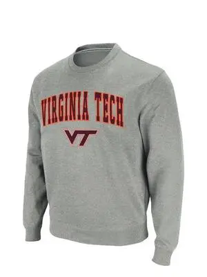 COLOSSEUM Virginia Tech Hokies Arch & Logo Crew Neck Sweatshirt - Heather Gray