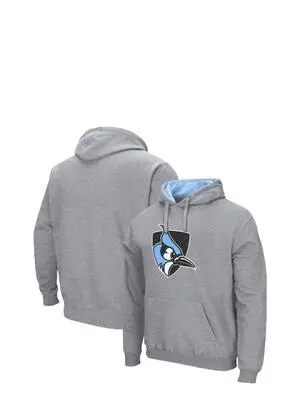 COLOSSEUM Heathered Pullover Hoodie With Johns Hopkins Blue Jays Logo - Heather Gray