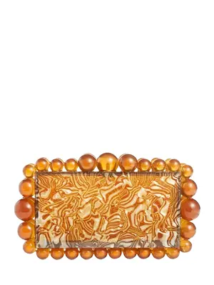 Cult Gaia Cult Gaia Eos Beaded Acrylic Box Clutch Auburn
