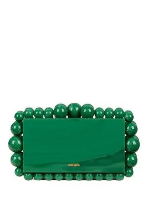 Cult Gaia Cult Gaia Eos Beaded Acrylic Box Clutch Deep Basil