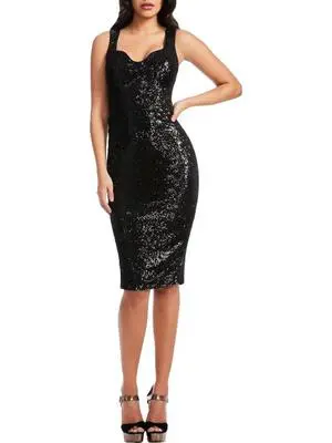 Dress The Population Sloane Sequin Sheath Dress - Black