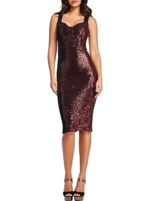 Dress The Population Sloane Sequin Sheath Dress - Port