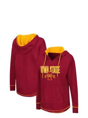 COLOSSEUM Iowa State Cyclones V-neck Hooded Pullover - Cardinal