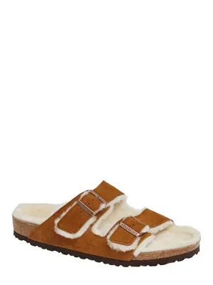 BIRKENSTOCK Arizona Shearling Slide Sandal By Birkenstock Beige