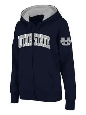 COLOSSEUM Utah State Aggies Arched Name Full-zip Hoodie - Navy