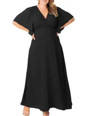 KIYONNA Kiyonna Metallic Thread Maxi Dress Onyx