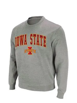 COLOSSEUM Iowa State Cyclones Arch & Logo Crew Neck Sweatshirt - Heather Gray