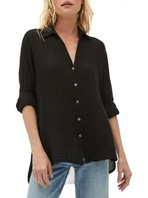 Michael Stars Michael Stars Leo Cotton Gauze Shirt Black