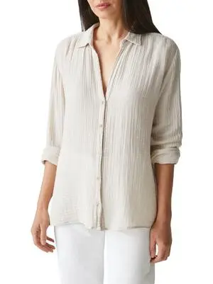 Michael Stars Leo Cotton Gauze Shirt - Cement