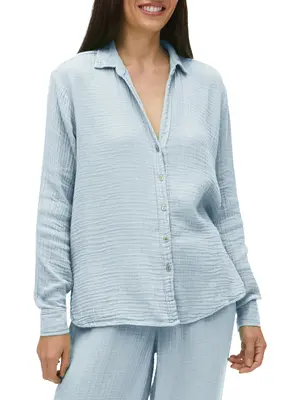 Michael Stars Michael Stars Leo Cotton Gauze Shirt Harbor