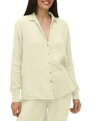 Michael Stars Michael Stars Leo Cotton Gauze Shirt Limoncello