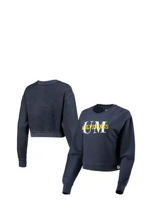 LEAGUE COLLEGIATE WEAR Michigan Wolverines Corded Crop Pullover - Navy