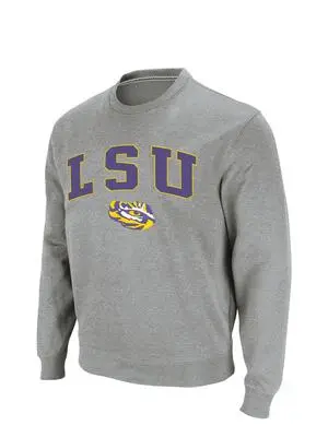 COLOSSEUM Lsu Tigers Arch & Logo Crewneck Sweatshirt - Heather Gray