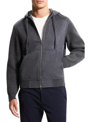 Theory Wool & Cashmere Zip Hoodie - Medium Grey