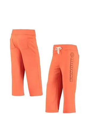 Junk Food Cleveland Browns Cropped French Terry Pants - Orange