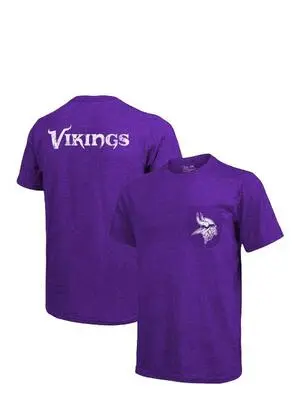 MAJESTIC THREADS Minnesota Vikings Tri-blend Pocket T-shirtheathered - Purple