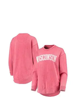 PRESSBOX Wisconsin Badgers Vintage Wash Pullover Sweatshirt - Red