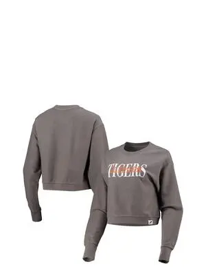 LEAGUE COLLEGIATE WEAR Clemson Tigers Classic Corded Timber Crop Pullover Sweatshirt - Graphite