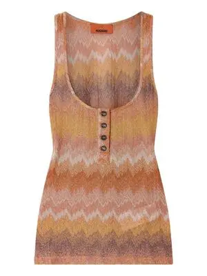 Missoni Striped Metallic Crochet-knit Tank - Gold