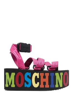 Moschino Logo Wedge Sandals - Pink
