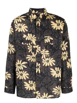 Nanushka Floral Print Shirt Jacket - Brown