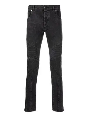 Balmain Debossed-logo Detail Jeans - Black